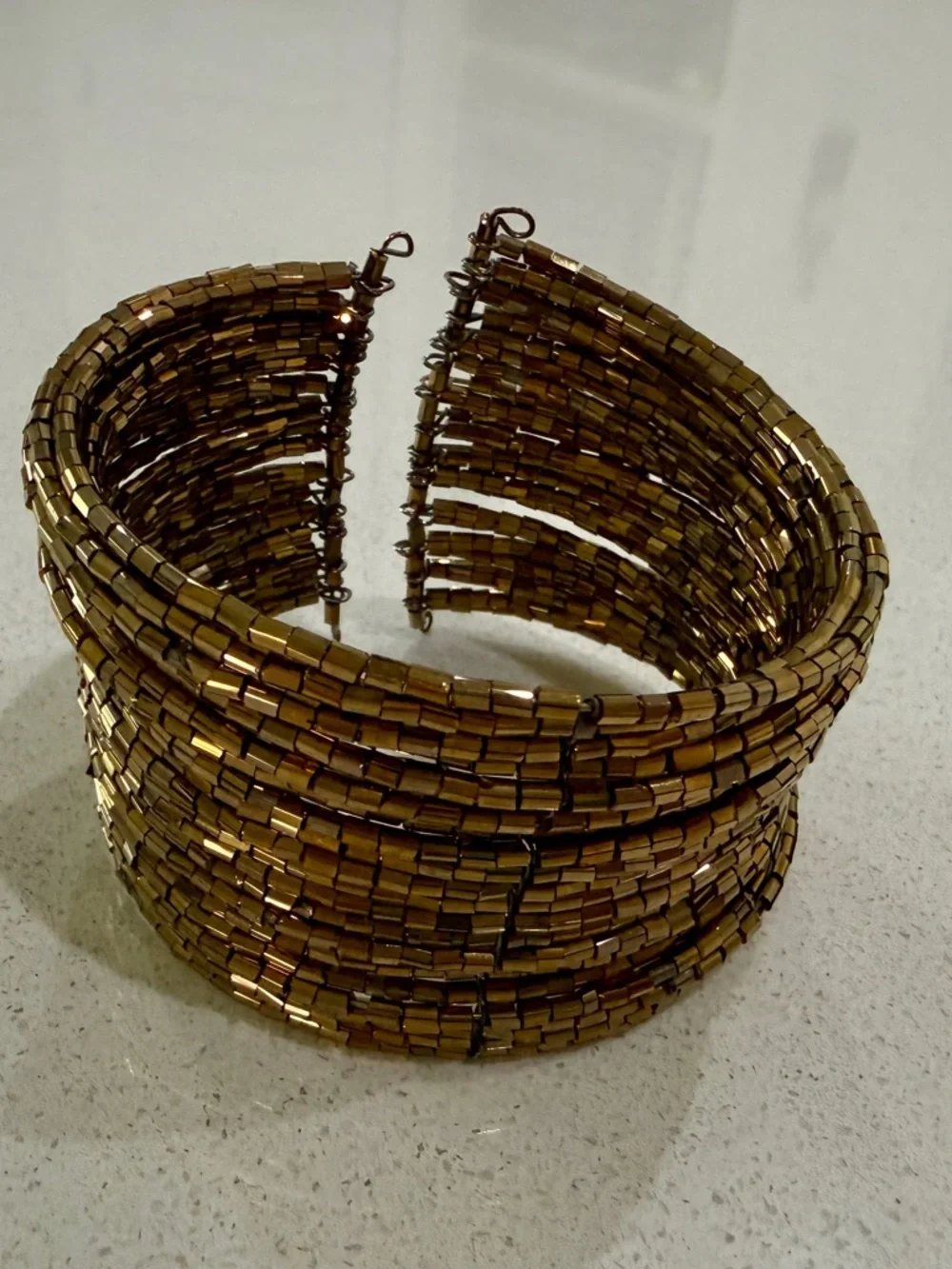 Jewelry | Multistrand Glass Bead Flex Cuff Bracelet | Poshmark